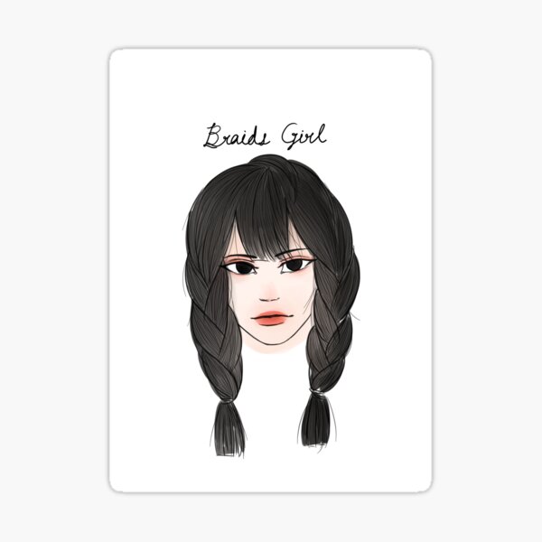 "Braid girl" Sticker for Sale by VelonicaP | Redbubble