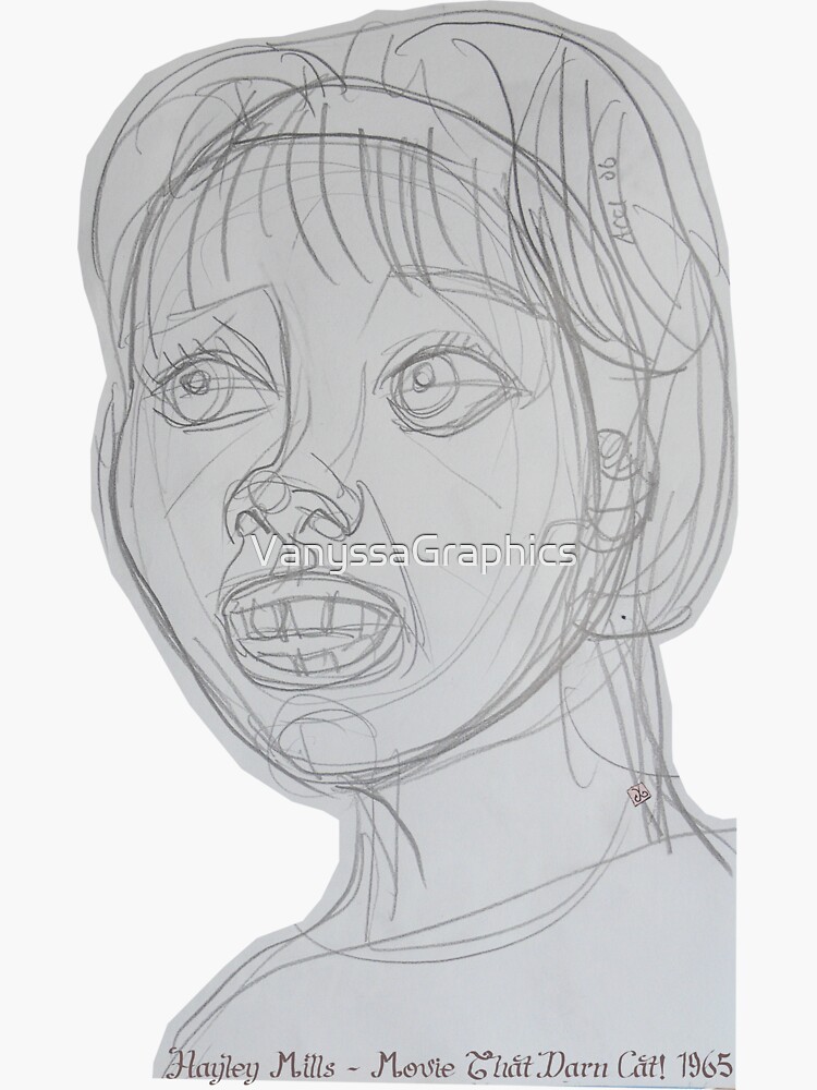 "Portrait of Hayley Mills from Movie "That Darn Cat" (Drawing by ACCI ...