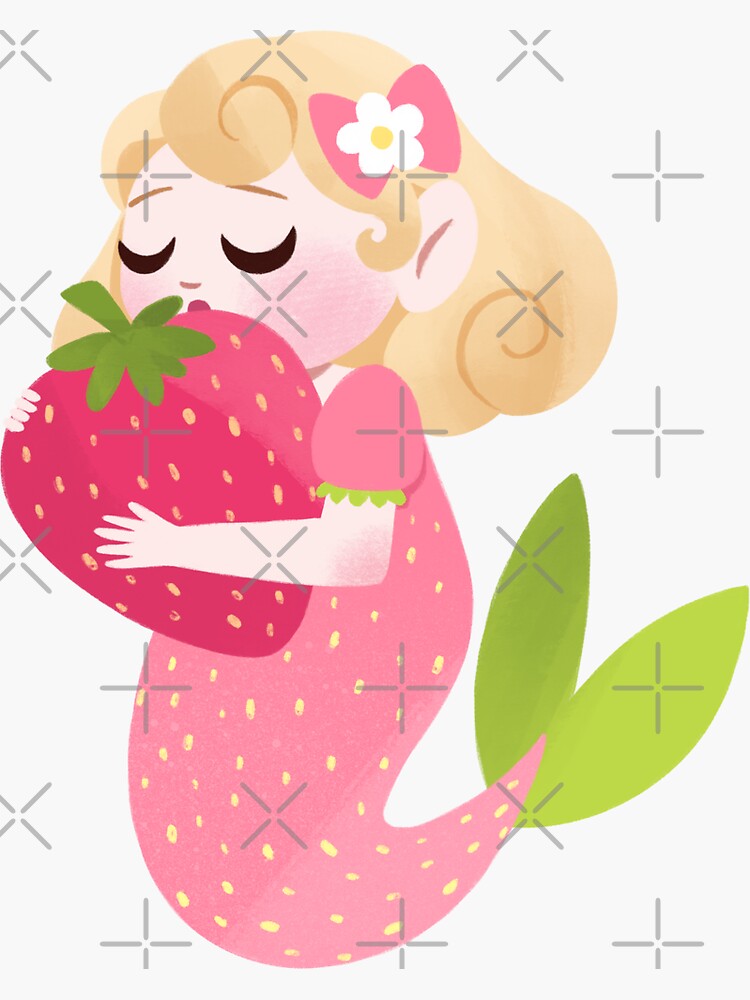 "Strawberry Mermaid" Sticker for Sale by lobomaravilha | Redbubble