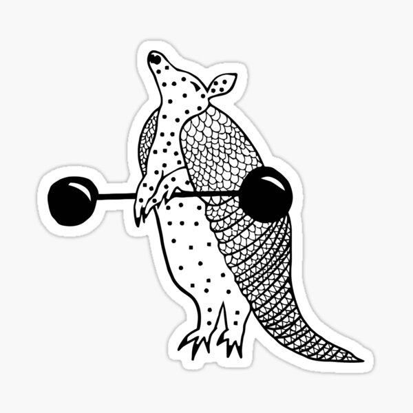 "Weight Lifting Armadillo" Sticker by MiaMeaDesign | Redbubble