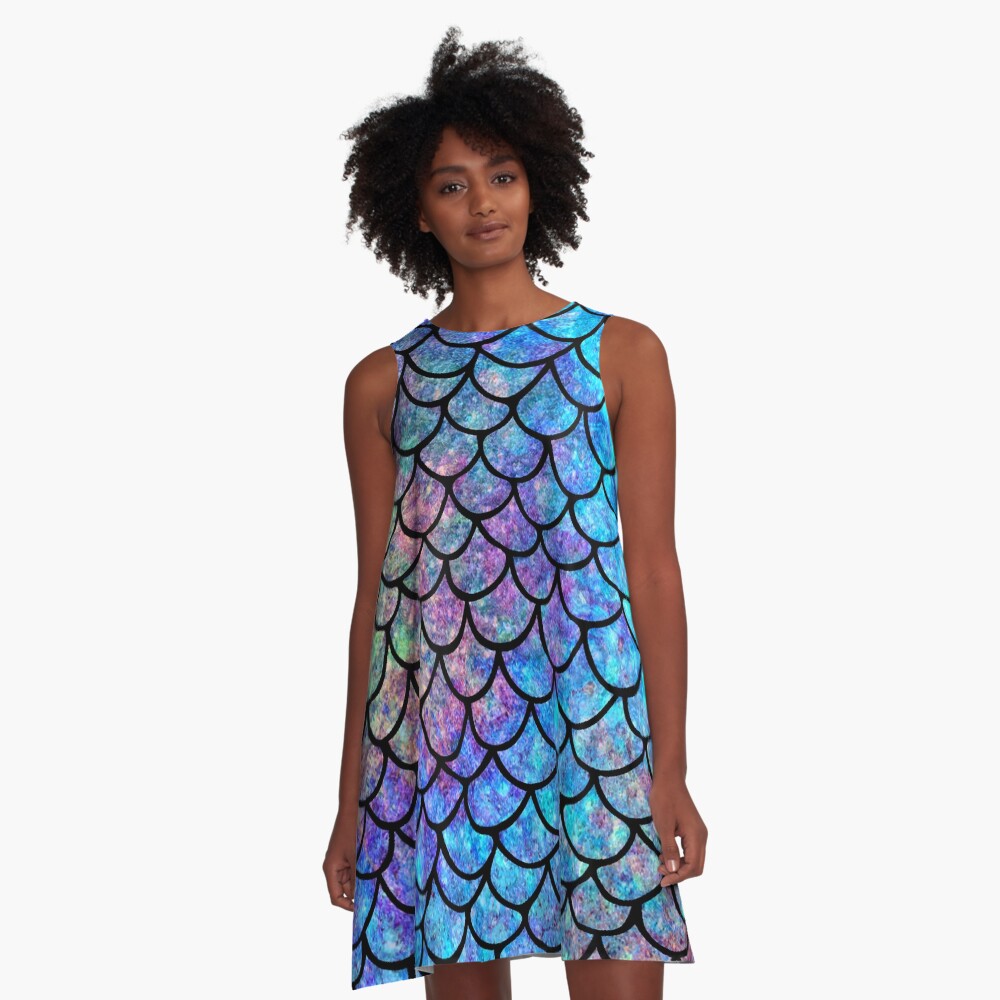 "Colorful Mermaid scales" A-Line Dress by maryedenoa | Redbubble