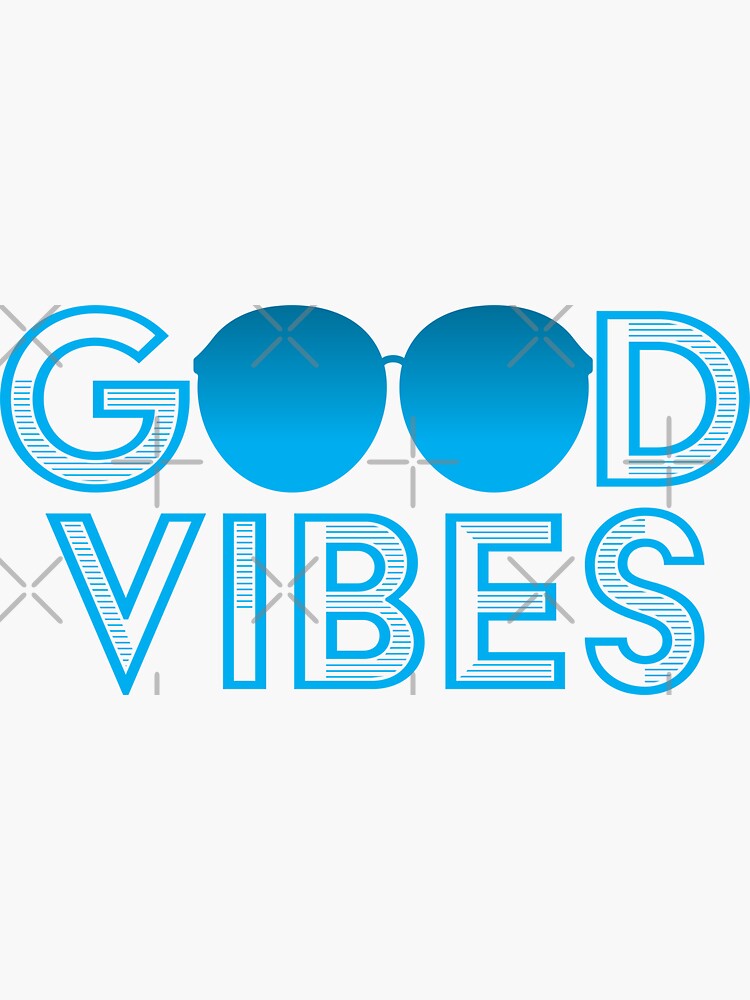 "Good Vibes | Blue with Sunglasses" Sticker by stuartjsharples | Redbubble