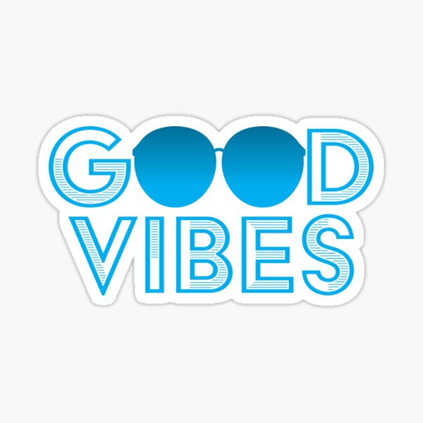 "Good Vibes | Blue with Sunglasses" Sticker by stuartjsharples | Redbubble