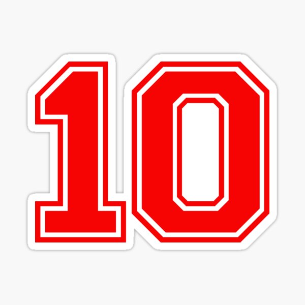 "Varsity Team Sports Uniform Number #10 - Red" Sticker for Sale by ...