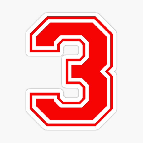 "Varsity Team Sports Uniform Number #3 - Red" Sticker for Sale by ...