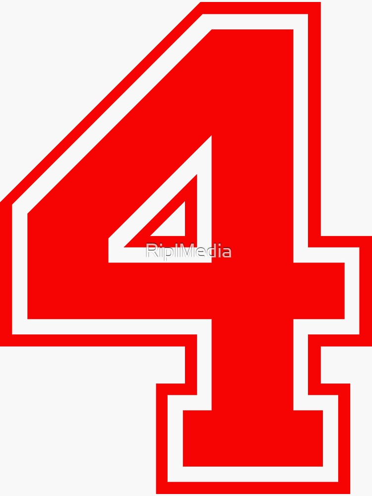 "Varsity Team Sports Uniform Number #4 - Red" Sticker for Sale by ...