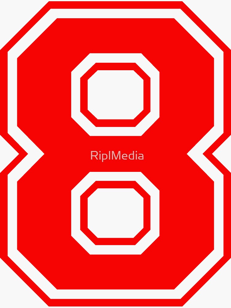 "Varsity Team Sports Uniform Number #8 - Red" Sticker for Sale by ...