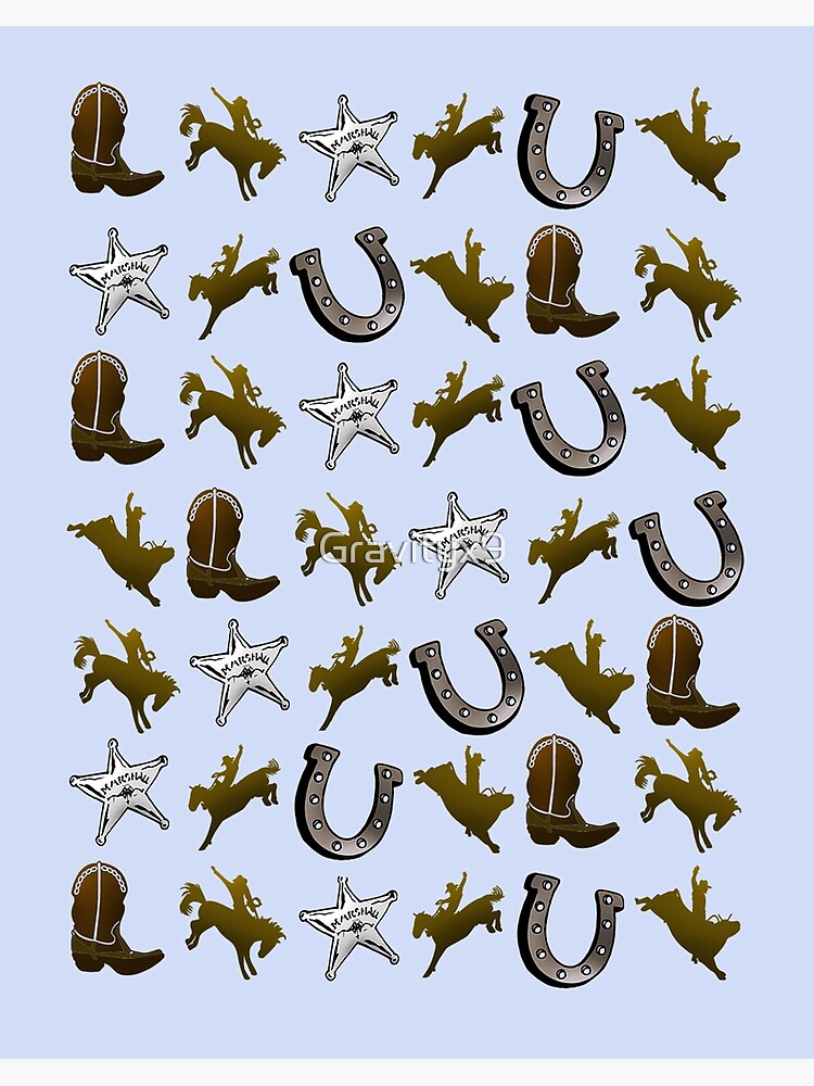 "Old West Cowboy Rodeo Pattern" Art Board Print for Sale by Gravityx9 ...