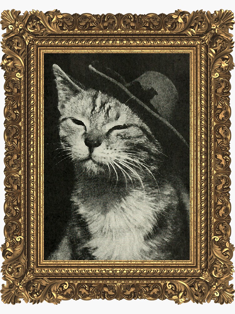 "Cool vintage cat in a frame, old school for cat lovers" Sticker for ...