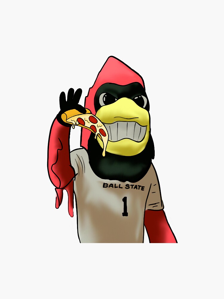 "Charlie Cardinal with Pizza" Sticker for Sale by Nicholas Copenhaver ...