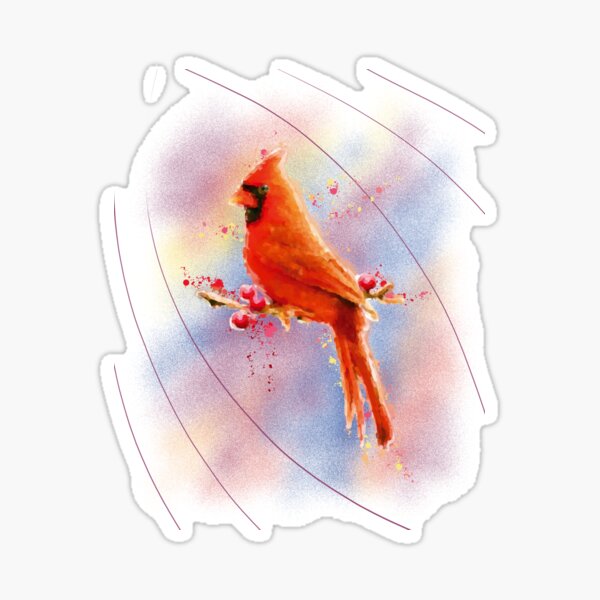 "Space Birds - Cardinal" Sticker by Graphilupe | Redbubble
