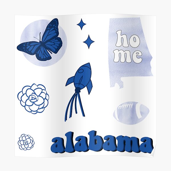 "Blue Watercolor Alabama US State Sticker Pack" Poster by The-Goods ...