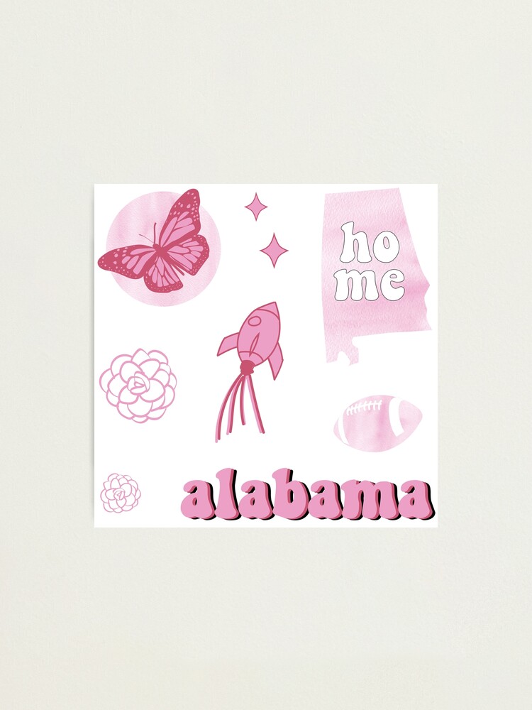 "Pink Watercolor Alabama US State Sticker Pack" Photographic Print for ...