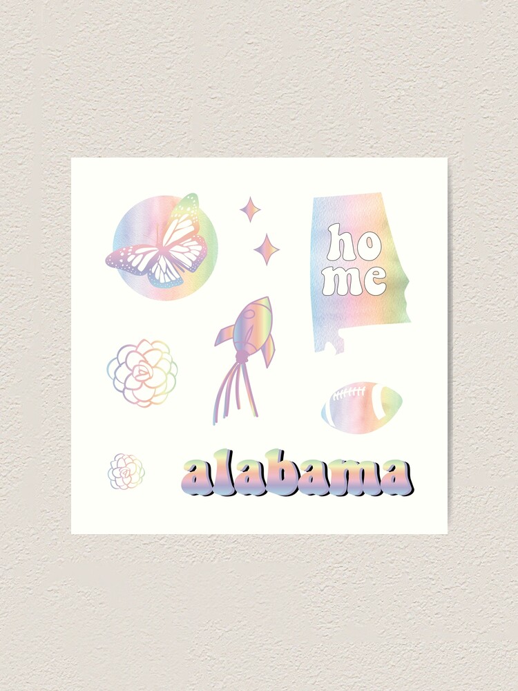 "Pastel Rainbow Watercolor Alabama US State Sticker Pack" Art Print by ...