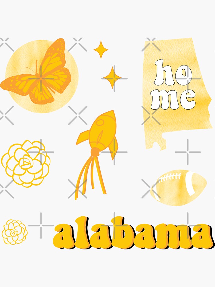 "Yellow Watercolor Alabama US State Sticker Pack" Sticker by The-Goods ...