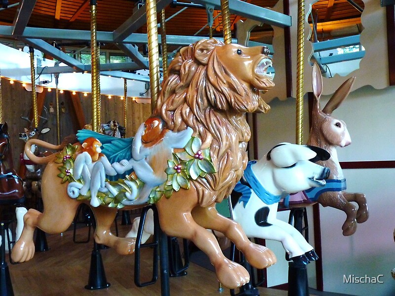 "Carousel Lion, Boar and Bunny" by MischaC | Redbubble