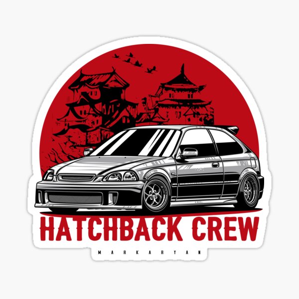 "Hatchback Crew. Civic EK" Sticker for Sale by OlegMarkaryan | Redbubble
