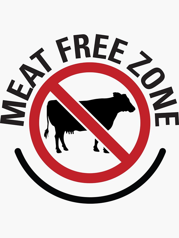 "Meat Free Zone (Vegetarian)" Sticker for Sale by destinysagent | Redbubble