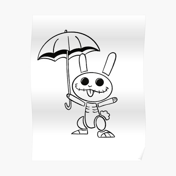 "Gengi the Unlucky Rabbit Line Art" Poster by ThatDanYankee | Redbubble