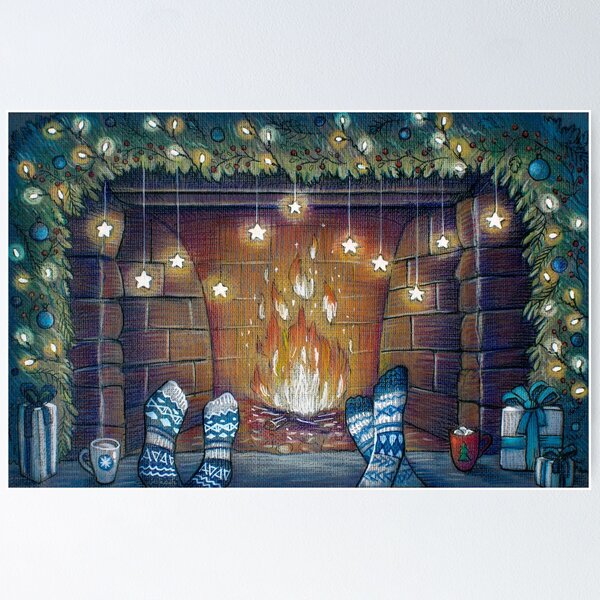 "Near the fireplace" Poster for Sale by illustore | Redbubble