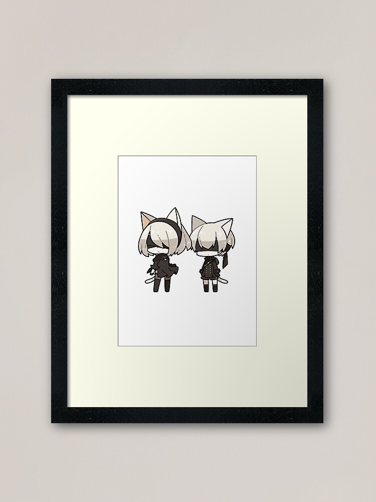 "2b and 9s chibi cats" Framed Art Print for Sale by Yivel | Redbubble