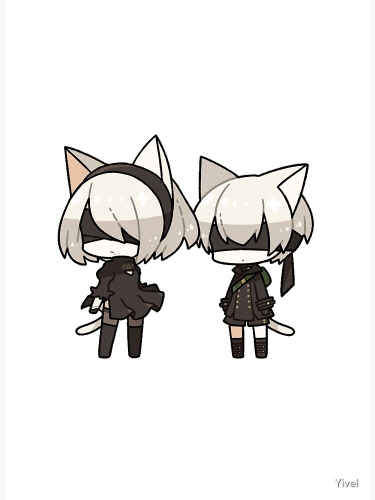 "2b and 9s chibi cats" Framed Art Print for Sale by Yivel | Redbubble