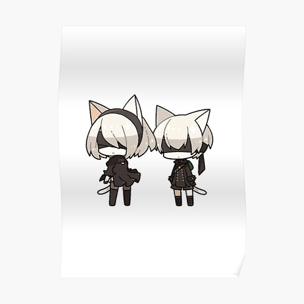 "2b and 9s chibi cats" Poster for Sale by Yivel | Redbubble