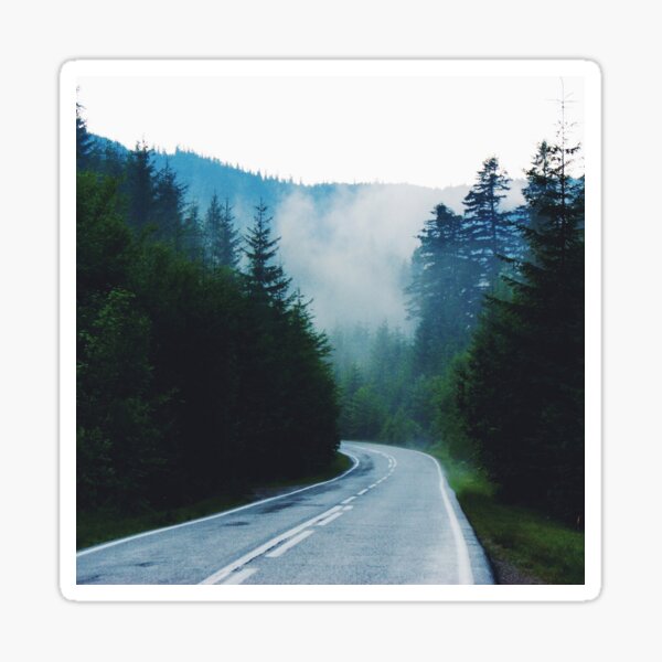 "Mysterious Mountain Road" Sticker for Sale by AlexandraStr | Redbubble