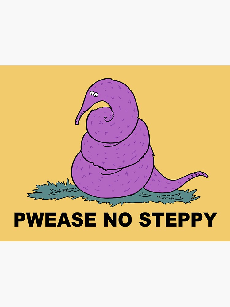 "Pwease No Steppy Worm on a String (Purple)" Sticker for Sale by ...