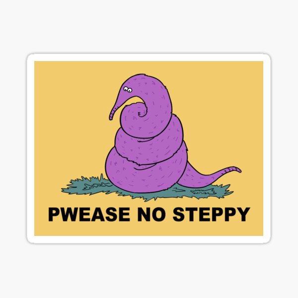 "Pwease No Steppy Worm on a String (Purple)" Sticker for Sale by ...