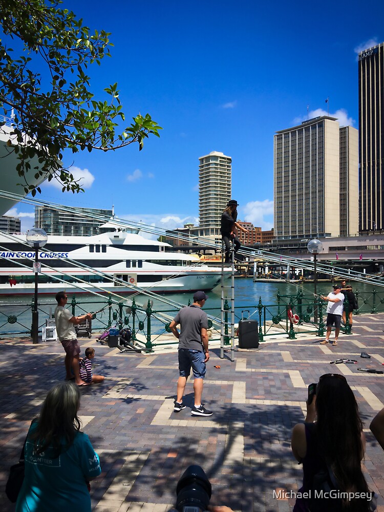 "Busking Along Circular Quay" Sticker for Sale by Michael McGimpsey ...
