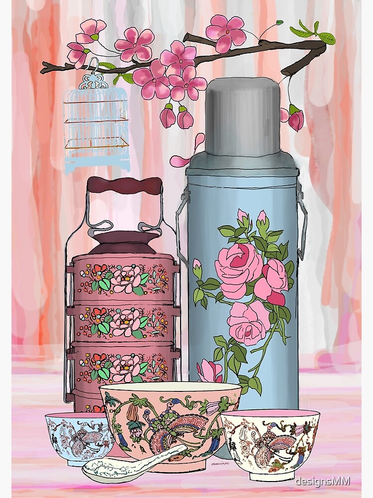 "PERANAKAN NYONYA TIFFIN plum" Art Print for Sale by designsMM | Redbubble