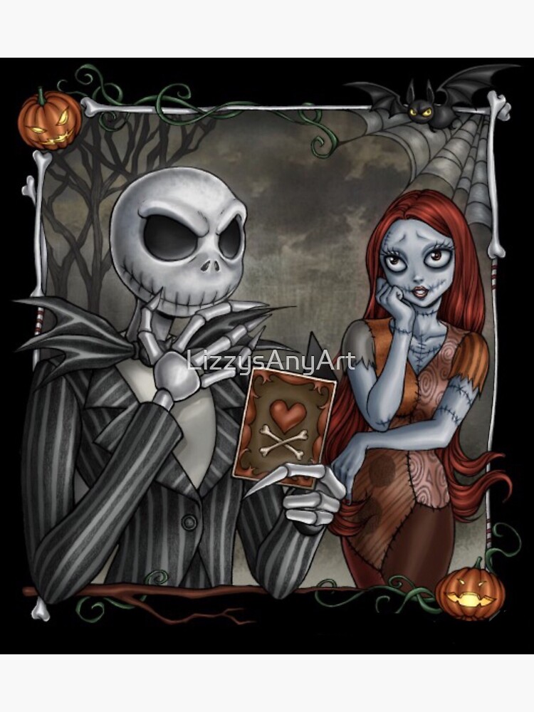 "Jack & Sally" Sticker for Sale by LizzysAnyArt | Redbubble