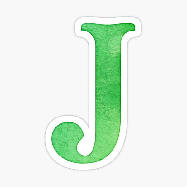 "Letter J – Green Watercolor" Sticker by alphagreek | Redbubble