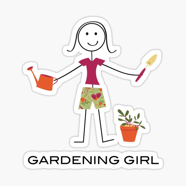 "Funny Gardening Girl Stick Figure Illustration" Sticker for Sale by ...