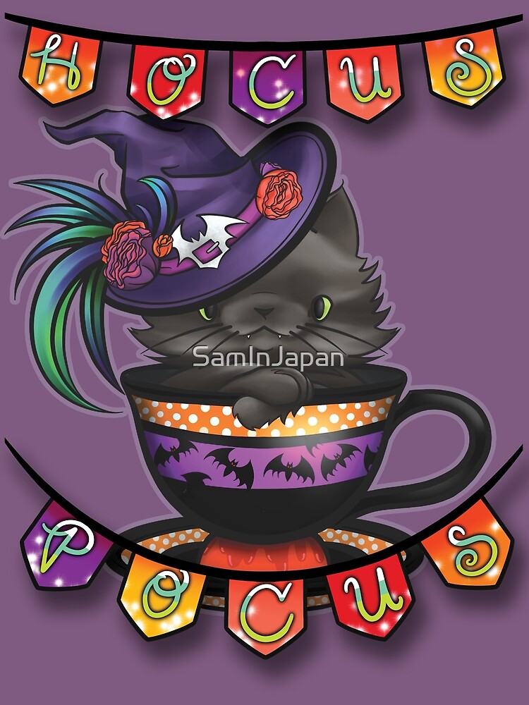 Póster «Gato de bruja negra "Hocus Pocus" en una taza de té de ...