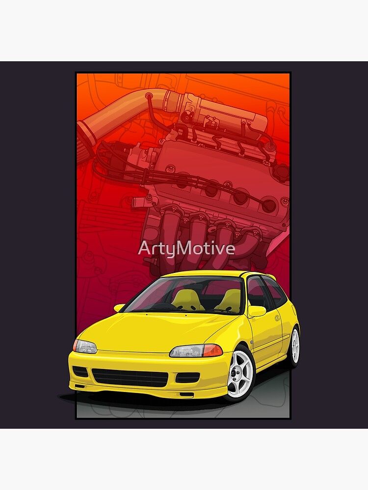 "Civic EG hatch with a D16 backdrop " Art Print by ArtyMotive | Redbubble