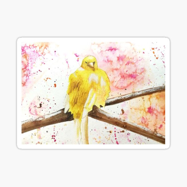 "Yellow Bird " Sticker by nicolesunart | Redbubble