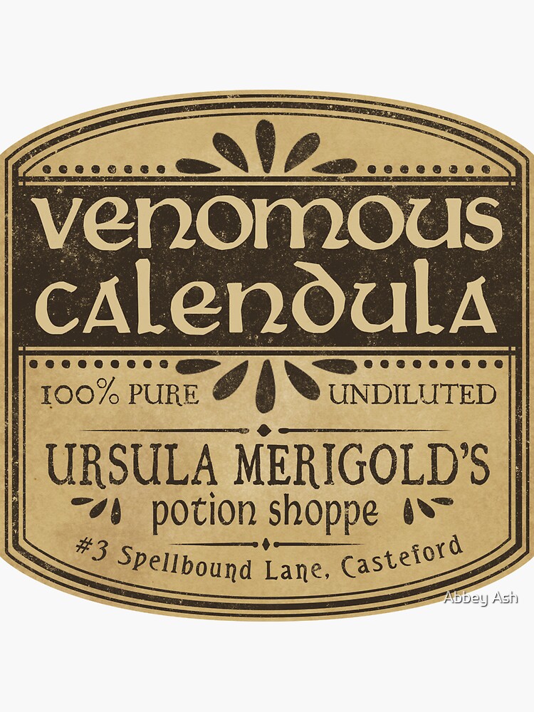 "Venomous Calendula Potion Label" Sticker for Sale by periwinklepaint ...