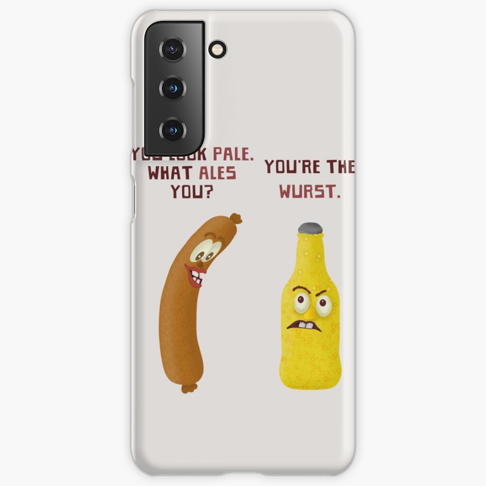 "Beer Ale Bratwurst Joke Funny Cartoon Pun" Samsung Galaxy Phone Case ...