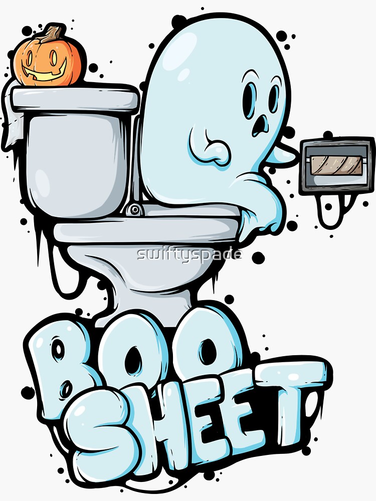 "Halloween Boo Sheet Ghost On A Toilet " Sticker by swiftyspade | Redbubble