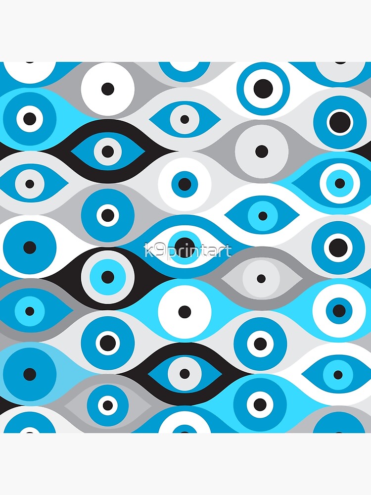 "Greek Evil Eye pattern Blues and Greys" Art Print for Sale by ...