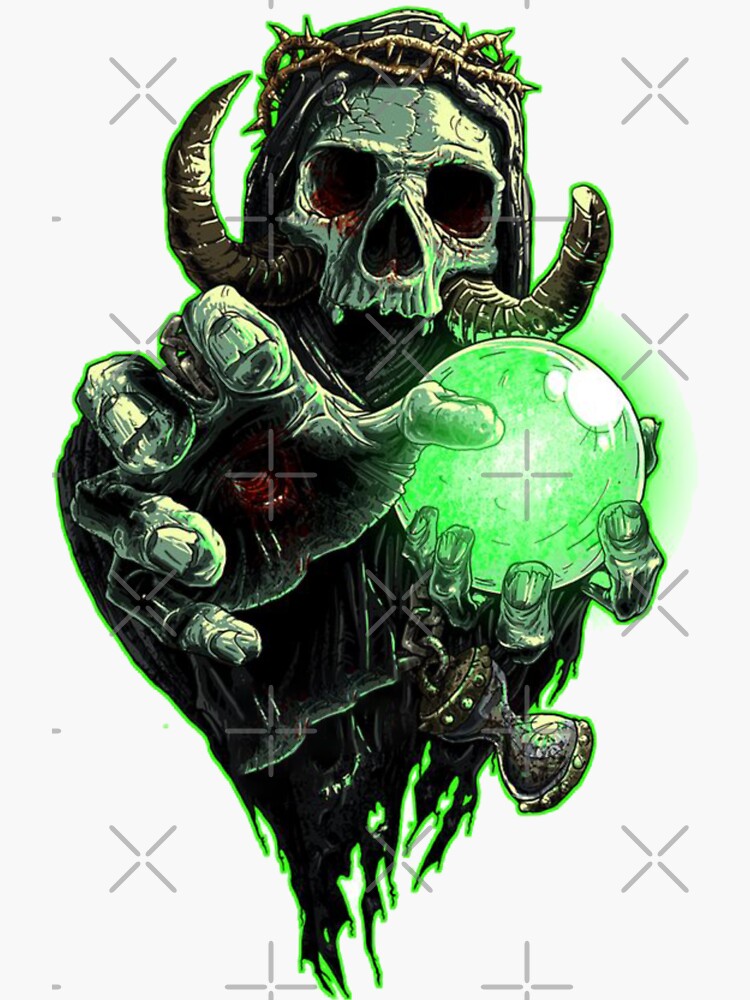 "Demon Skull Wizard Devil Skull With Horns" Sticker for Sale by Loredan ...