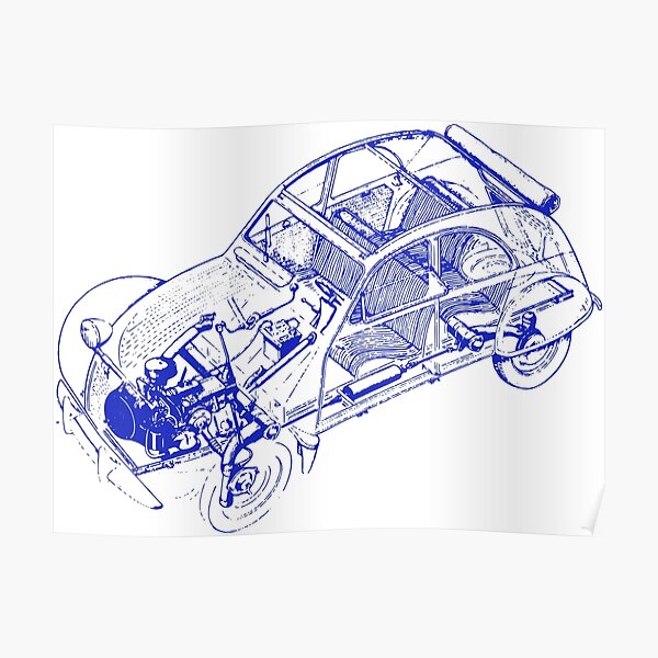 "Citroen 2cv blueprint" Poster by koovox | Redbubble