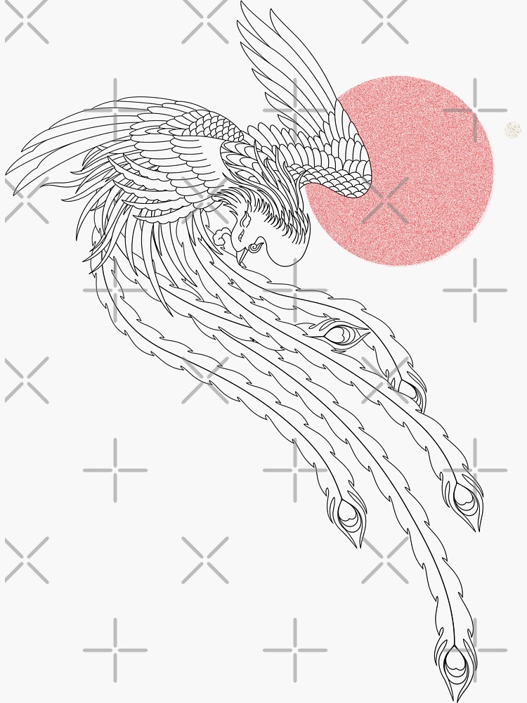 "Phoenix outline and red sun" Sticker for Sale by Blacklinesw9 | Redbubble