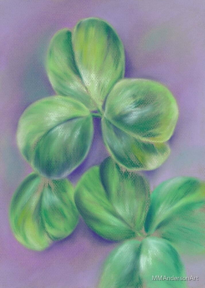 "Clover on Purple Pastel" by MMAndersonArt | Redbubble