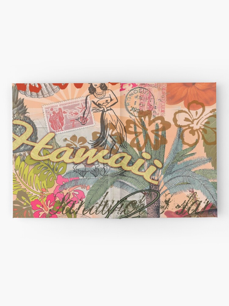 "Vintage Hawaii Travel Colorful Hawaiian Tropical Collage" Hardcover ...
