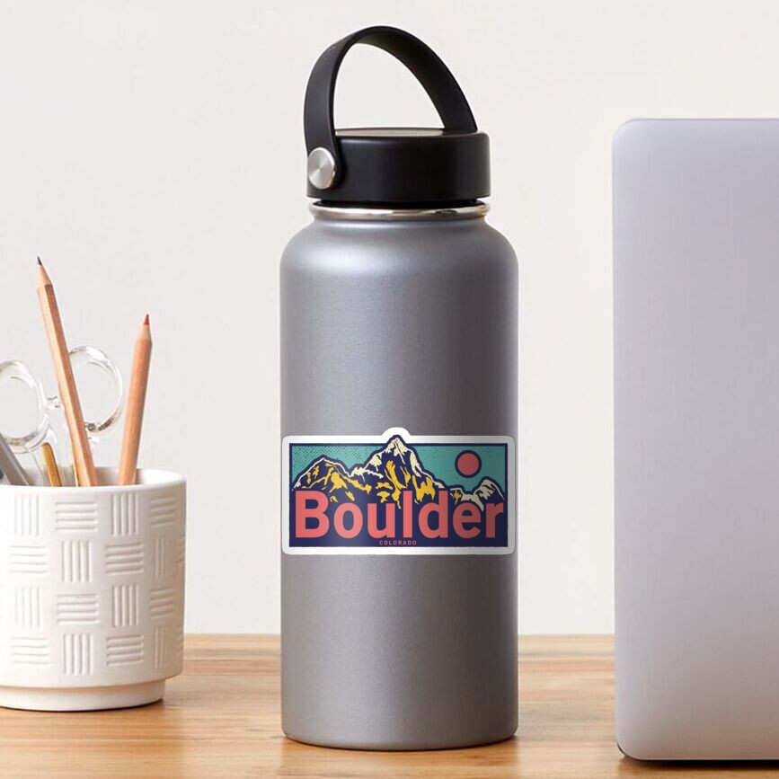 "Boulder Colorado - Classic Outdoor Mountain Graphic Apparel" Sticker ...