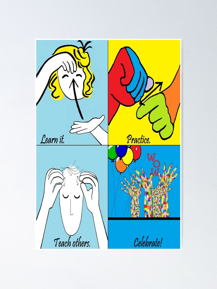 "ASL Steps to Success" Poster for Sale by EloiseArt | Redbubble
