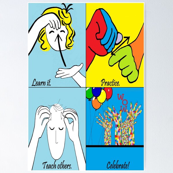"ASL Steps to Success" Poster for Sale by EloiseArt | Redbubble